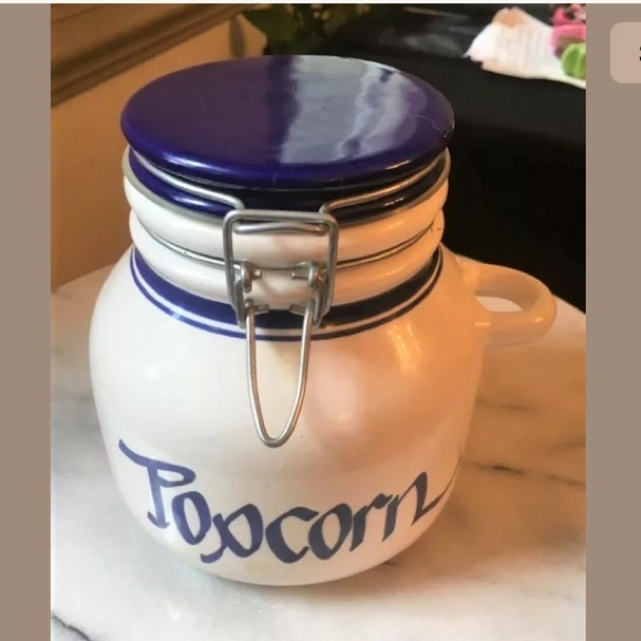Kitchen | Ceramic Popcorn Canister With Attached Hinged Lid | Poshmark